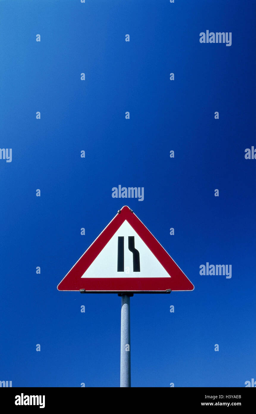 Traffic signs, choking passage, on the right, outside, traffic notice ...