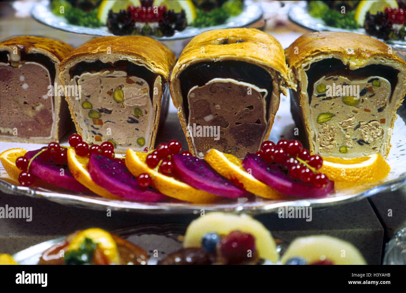 Buffet, pies, differently, inside, Still life, gastronomy, meat pies ...