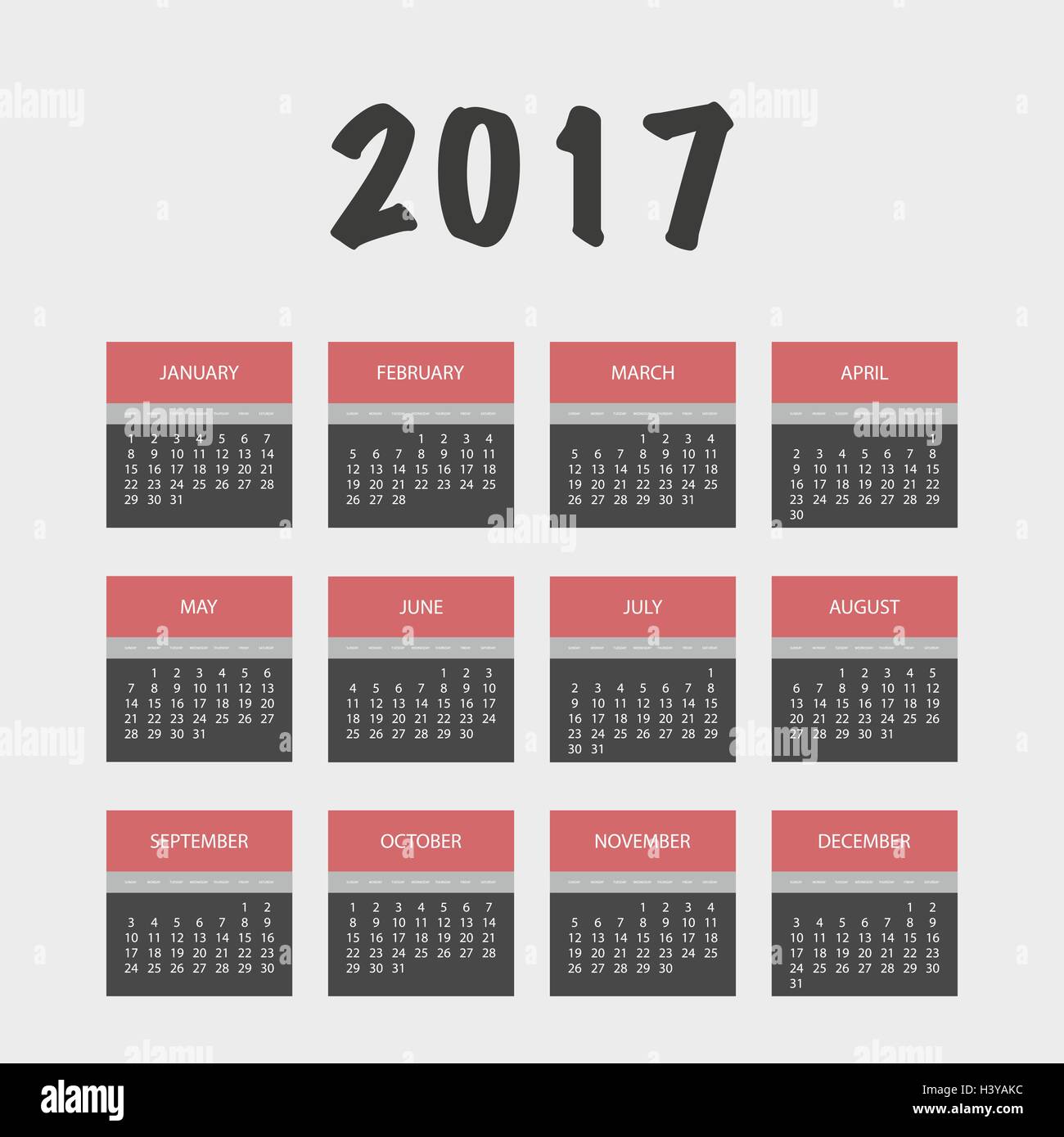 Seventeen calendar Stock Vector Images - Alamy