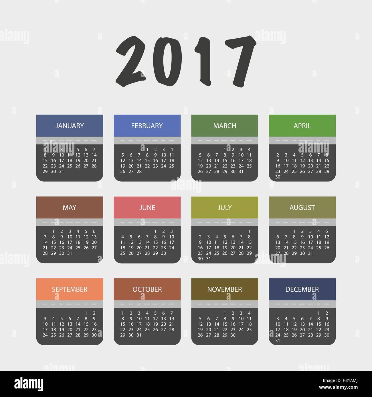 Seventeen calendar Stock Vector Images - Alamy