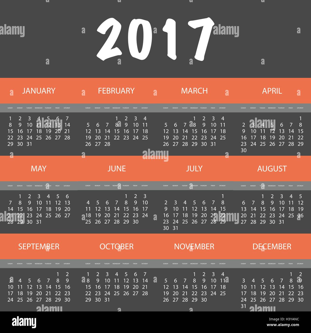 2017 Colorful Calendar Design, Red Stock Vector Image & Art - Alamy