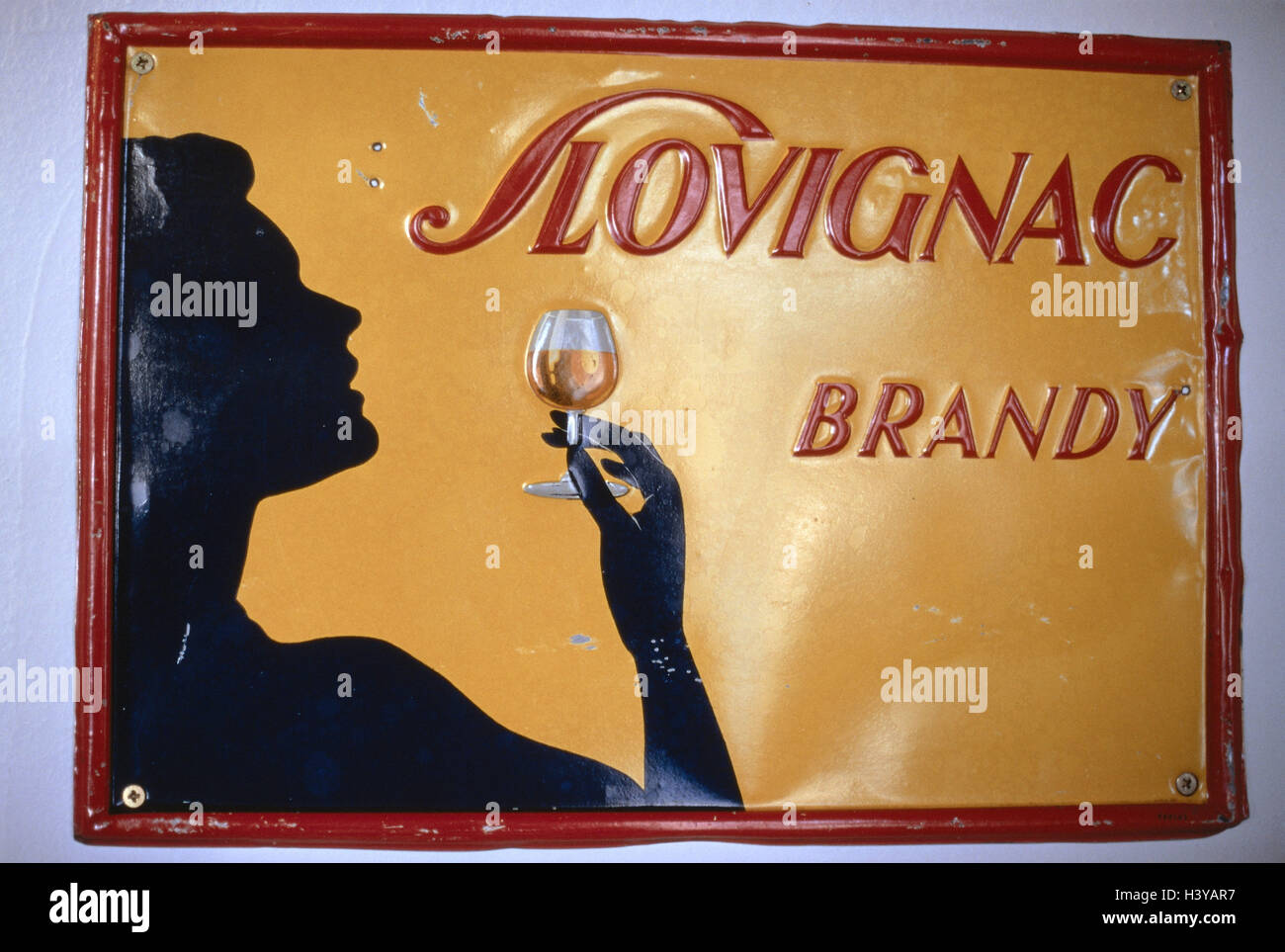 Nostalgia, advertisement, hoarding, "Slovignac brandy"!!! ONLY ...