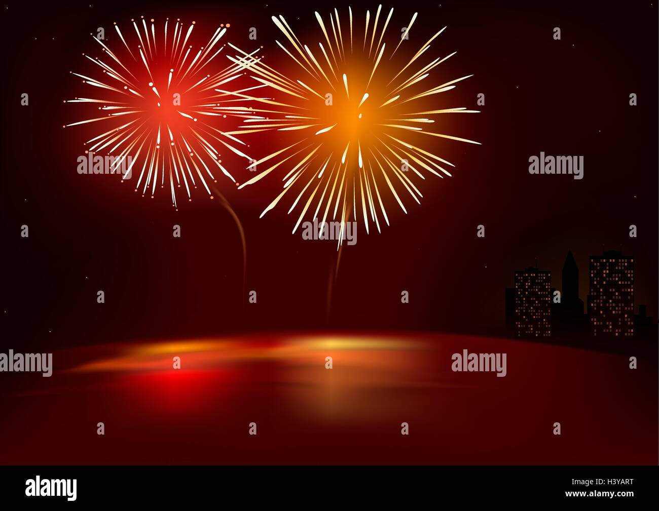 Reflection of fireworks Stock Vector Images - Alamy