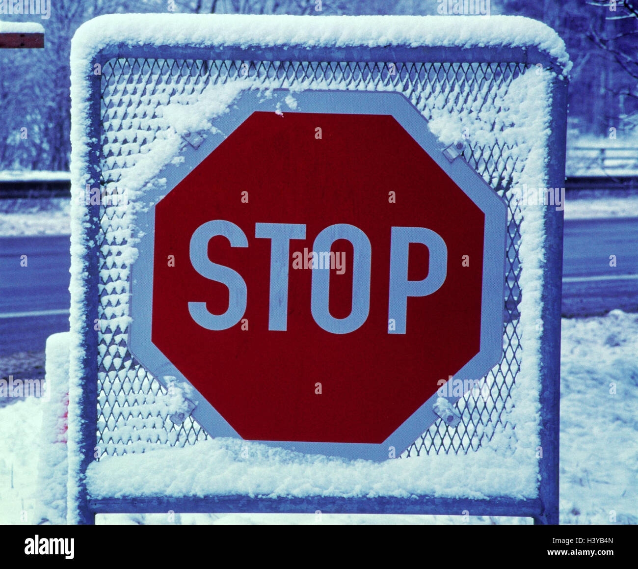 Winter, traffic signs, stop sign, street, road sign, stop, road sign ...
