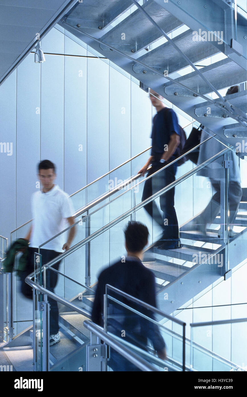 Stairwell, people, blur, inside, building, detail, steel stairs, stairs ...