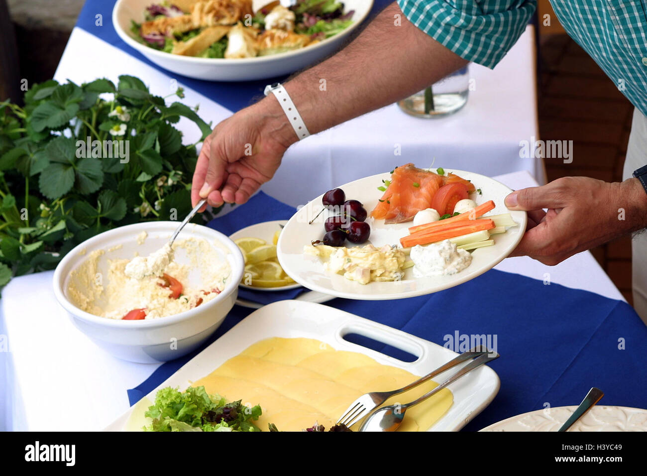 Buffet, man, self-service, detail, brunch, breakfast, cold buffet, food ...