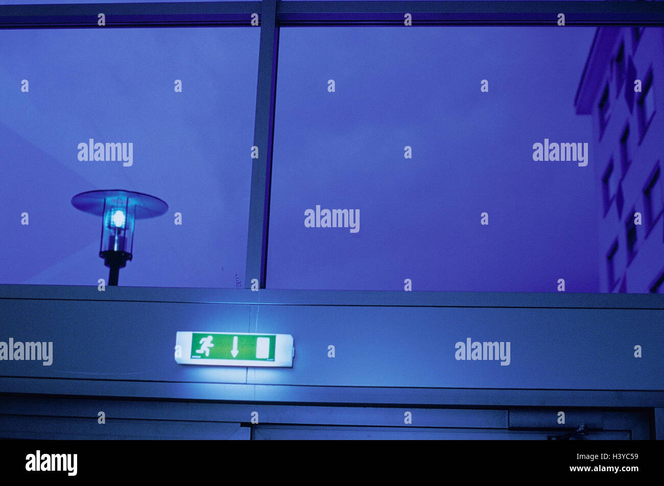 Building, door, tip, emergency exit, light, inside, escape route ...