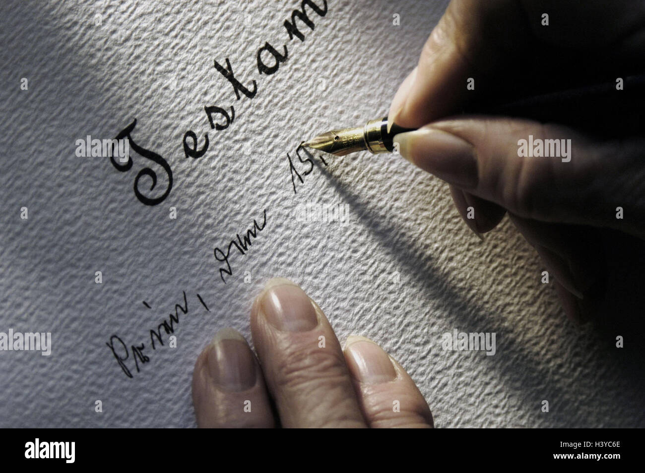 Senior, detail, hands, fountain pens, will, write woman, old, women's ...