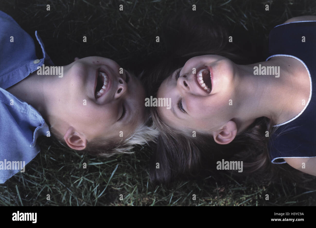 Meadow, children, lie, joke, detail, outside, girls, boy, siblings ...