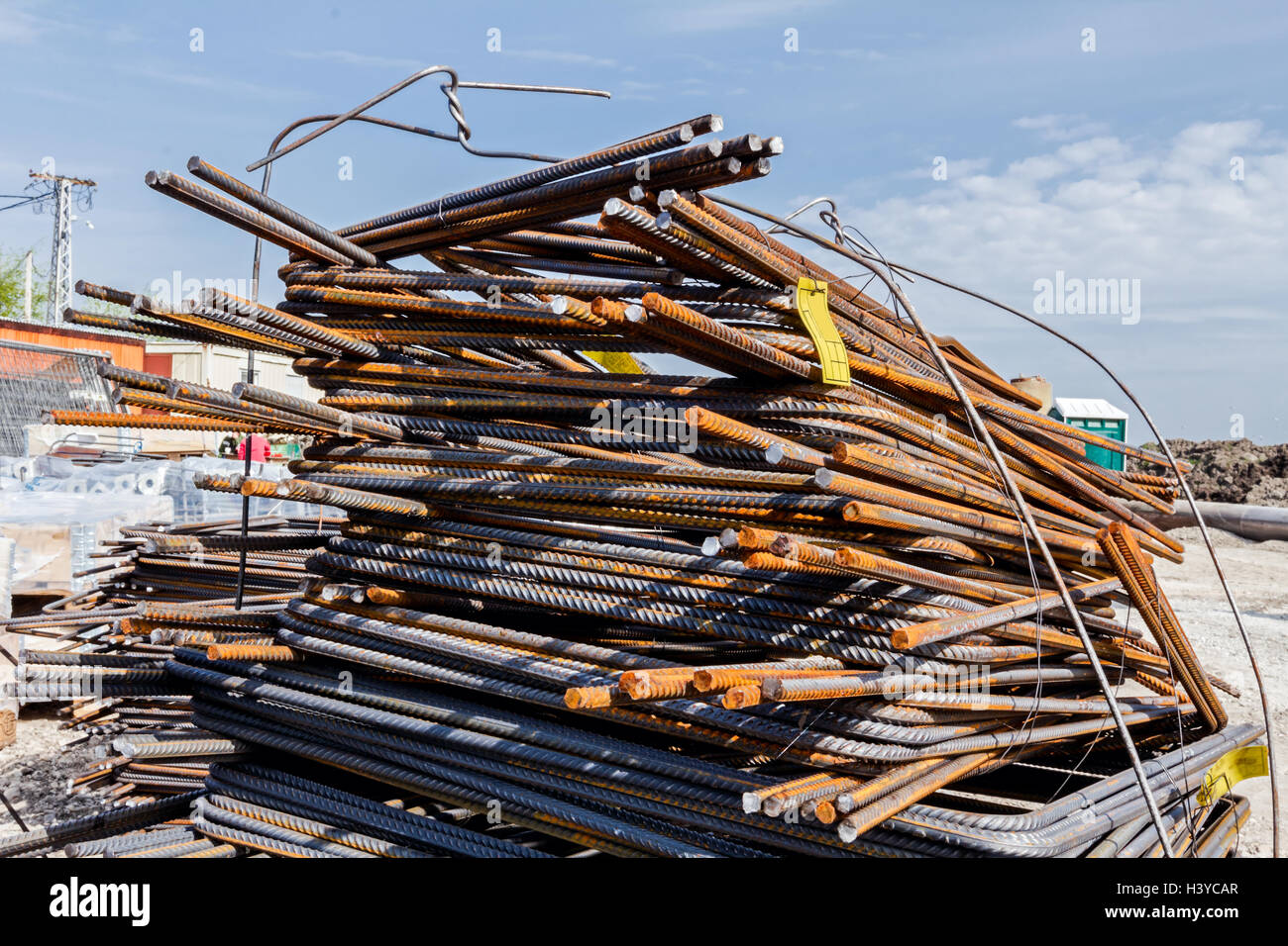 Steel bars stacked for construction, classified by the bending shape at ...