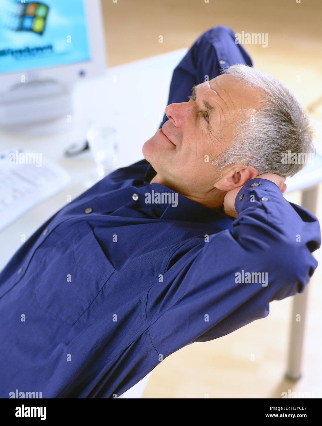 Office, desk, office worker, work break, is relaxing, workplace, man ...