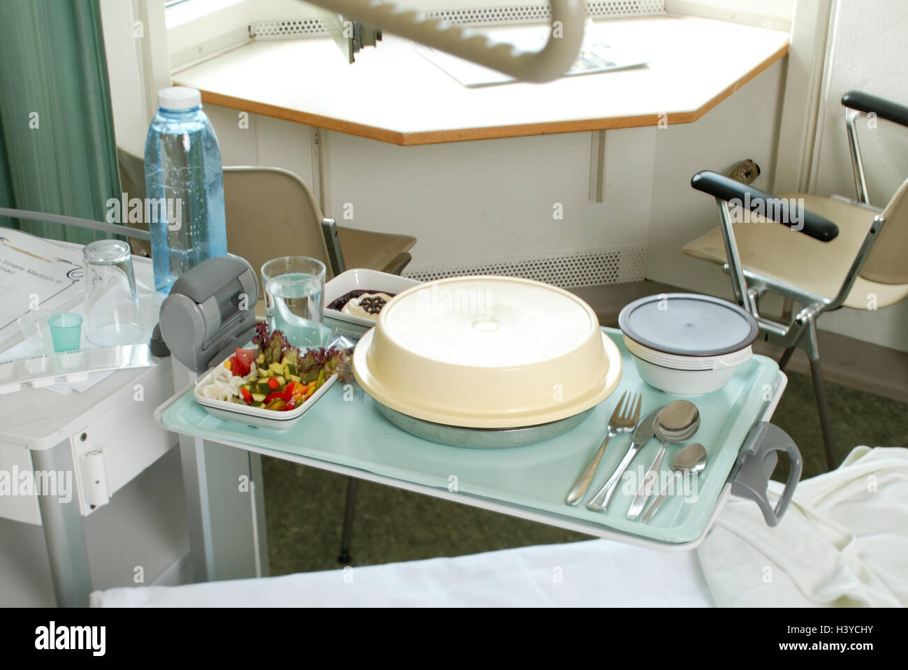 Hospital, sickbed, table, lunch, instruments, clinic, medicine, ward ...