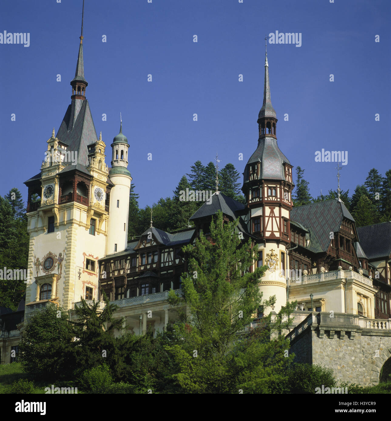 Romania, close Brasov, Peles, castle Peles, Southeast, Europe ...