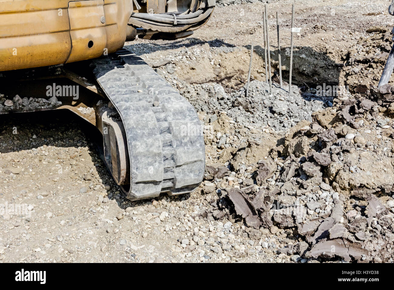 Close up view on crawler during moving trough construction site Stock ...