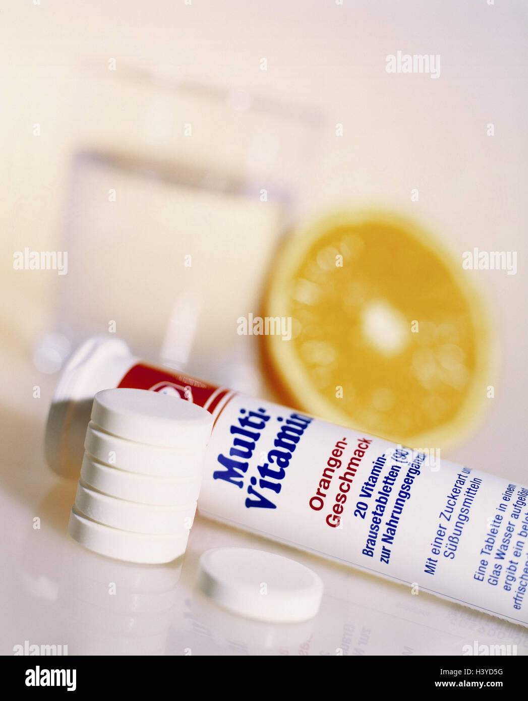 Food supplement, vitamin preparation, effervescent tablets, water glass ...