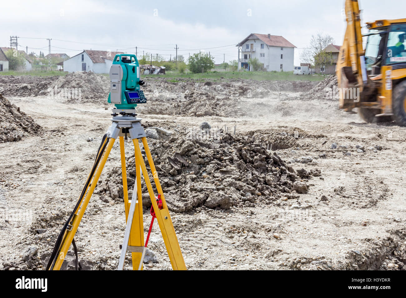Surveyor engineer's equipment for measuring level on construction site ...