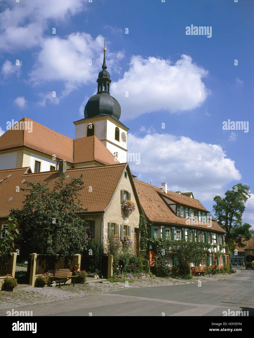 Germany, Franconia, home Sugen, local view, church, Europe, South ...