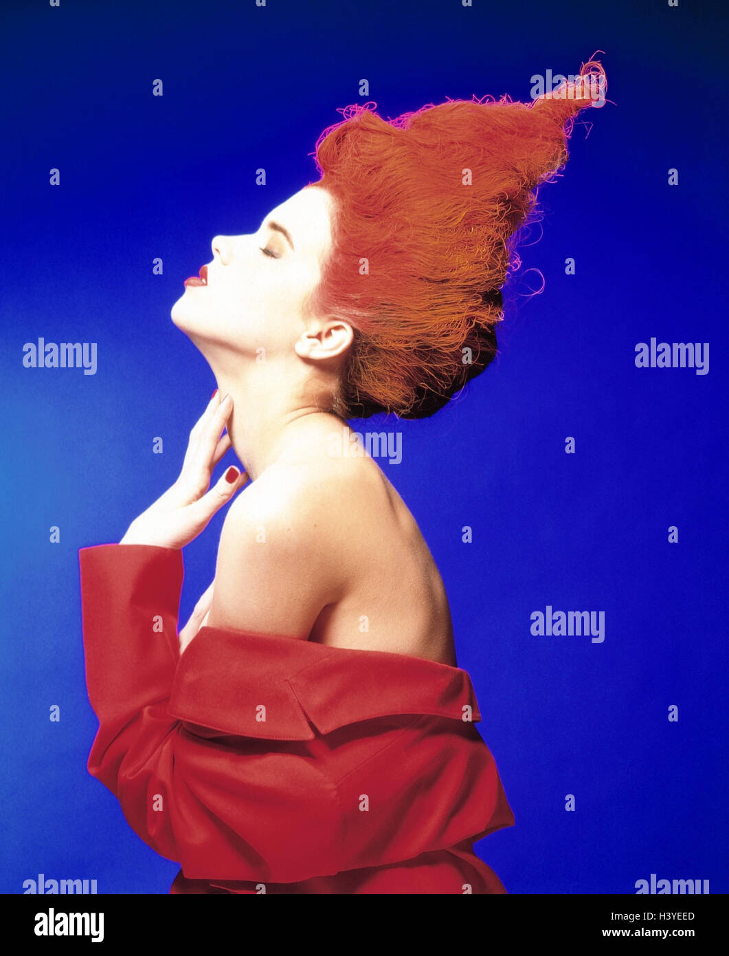 Woman, vamp, gesture, seduction vamp, red-haired, hairs, red, back ...