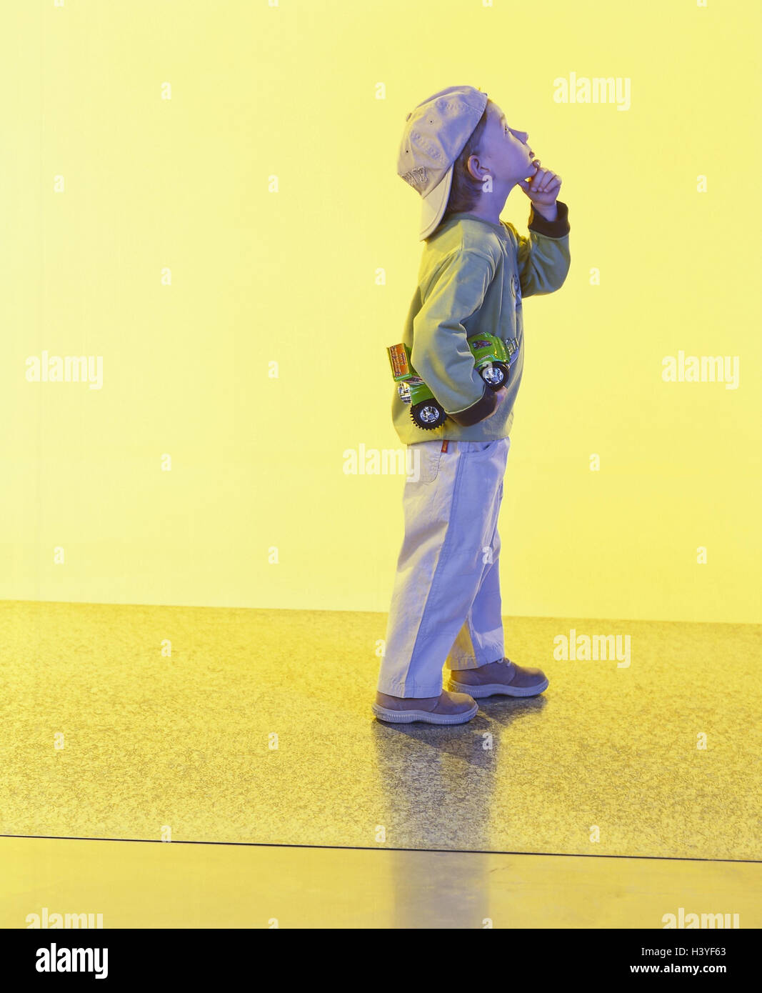 Child, boy, toys car, look up, astonished, side view, childhood, toys ...