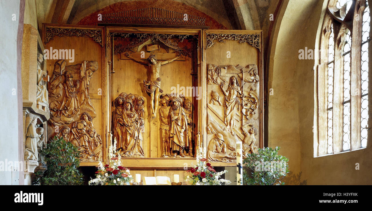 Germany, Bavaria, Detwang, church, St. Peter and Paul, altar, carving ...