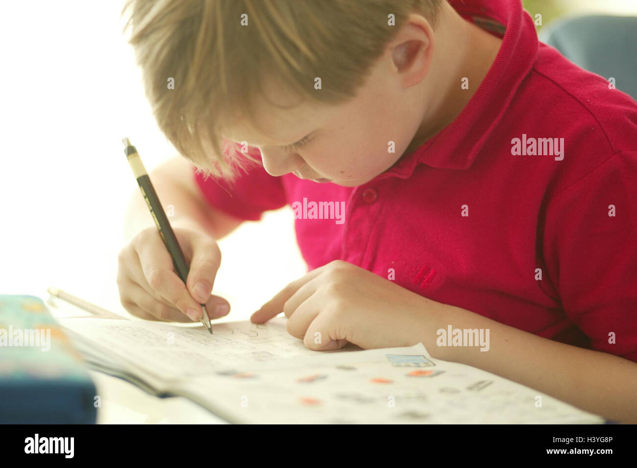 School child, homework, write, child, boy, schoolboy, 7 years ...