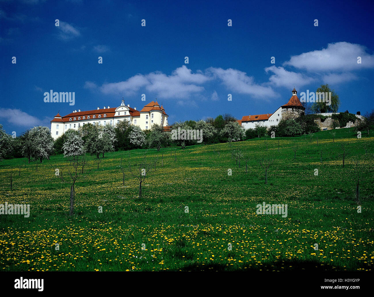 Germany, Baden-Wurttemberg, Ellwangen, lock, spring, Europe, east ...