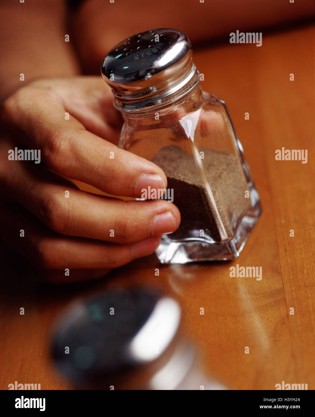 Hand, pepperpot, man, man's hand, glass case, shaker, pepper, spice ...