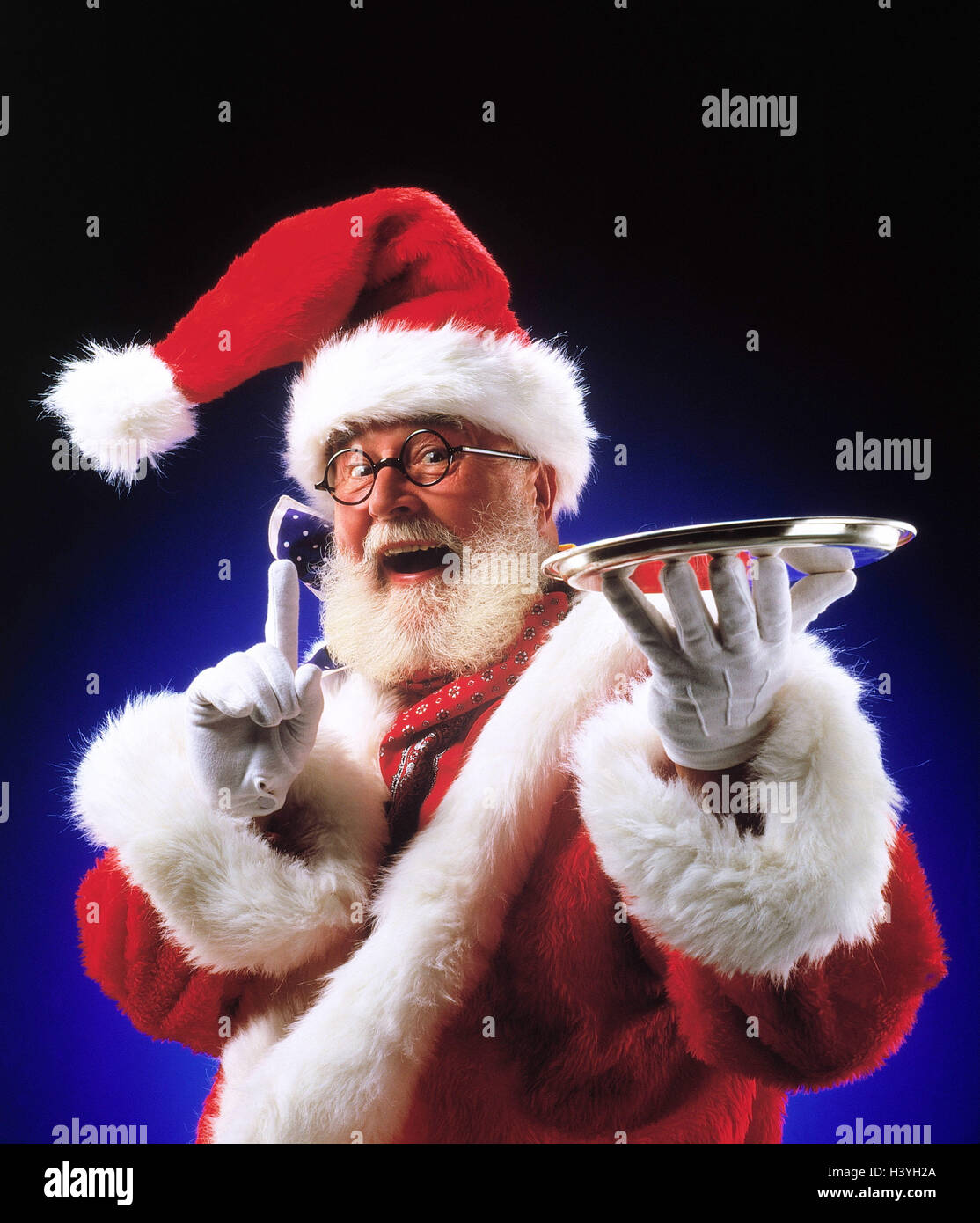 Santa Claus, tablet, silver, gesture, attention, half portrait, Santa ...