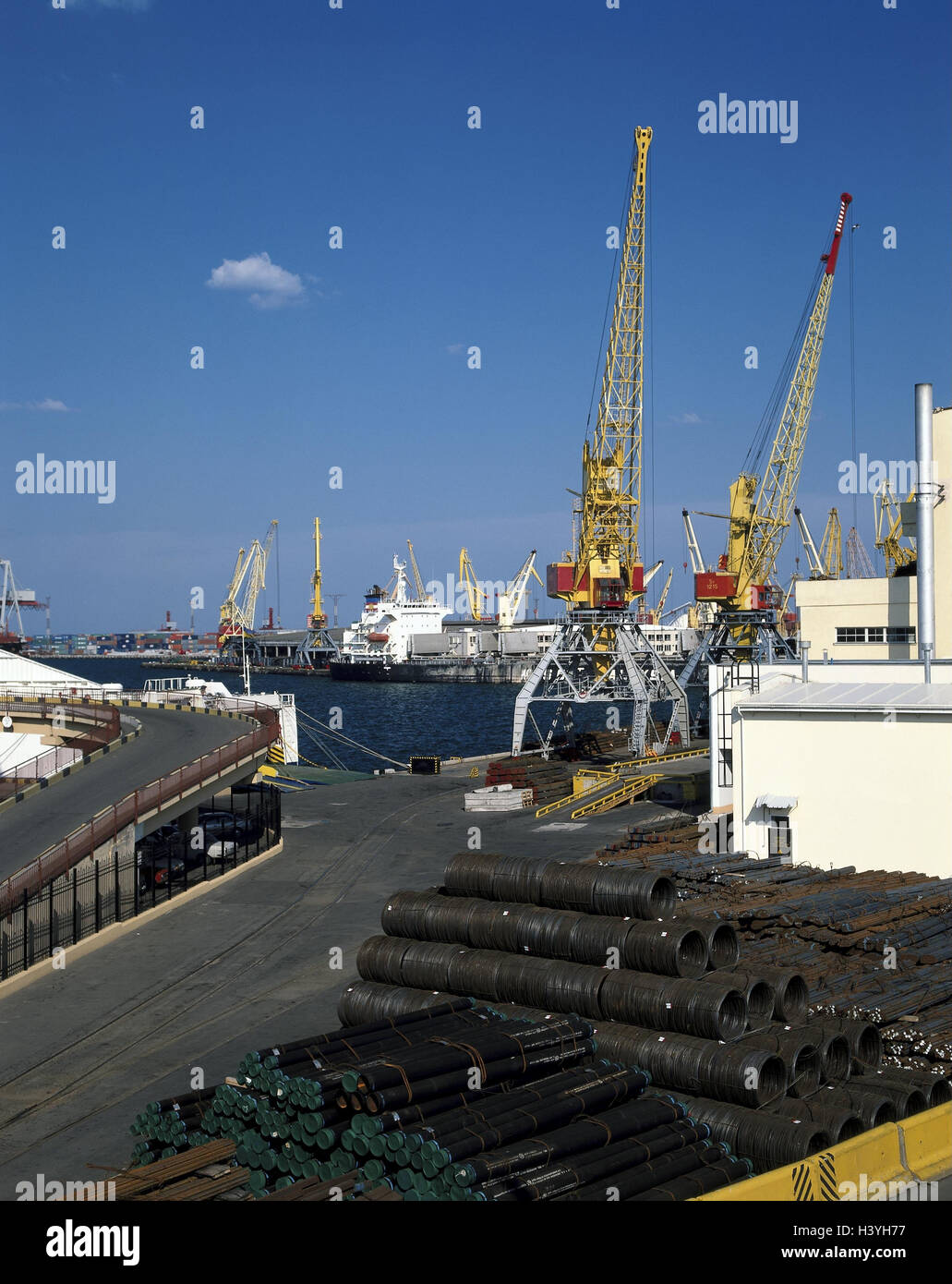 The Ukraine, the Black Sea, Odessa, container port, loading engines ...