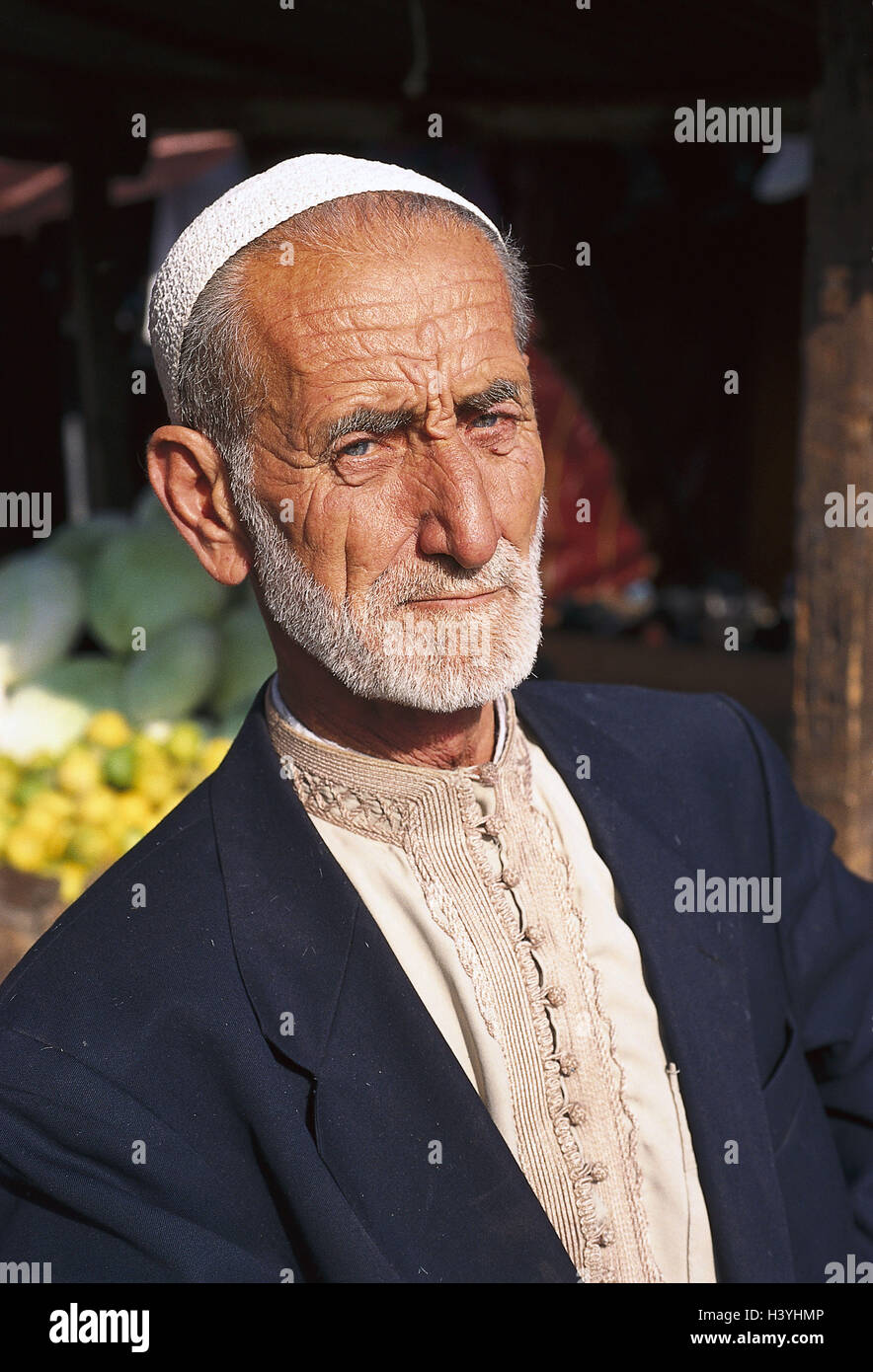 Lebanon, Tripoli, senior, headgear, portrait, the Middle East, front ...