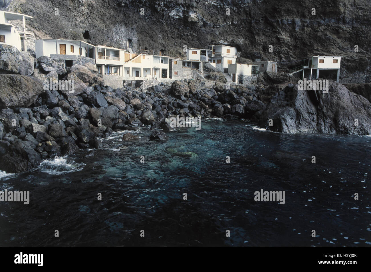 Spain, Canary islands, La Palma, Tijarafe, pirate's bay, fishing houses ...