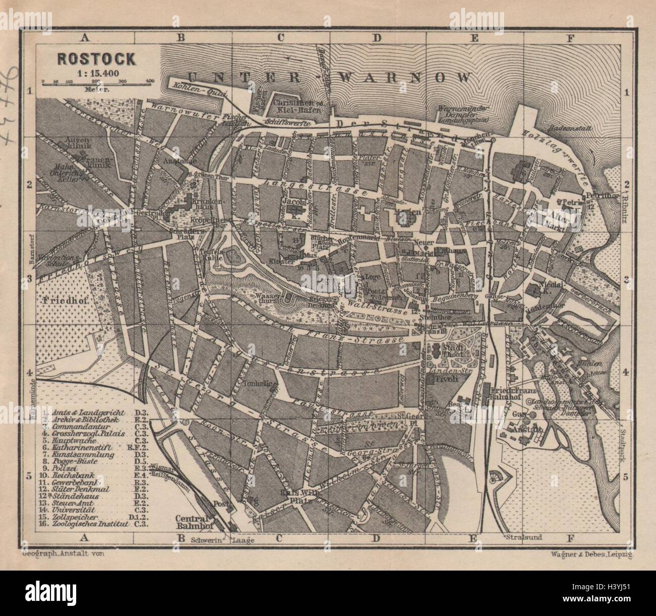 ROSTOCK antique town city stadtplan. Mecklenburg-Vorpommern karte 1904 ...