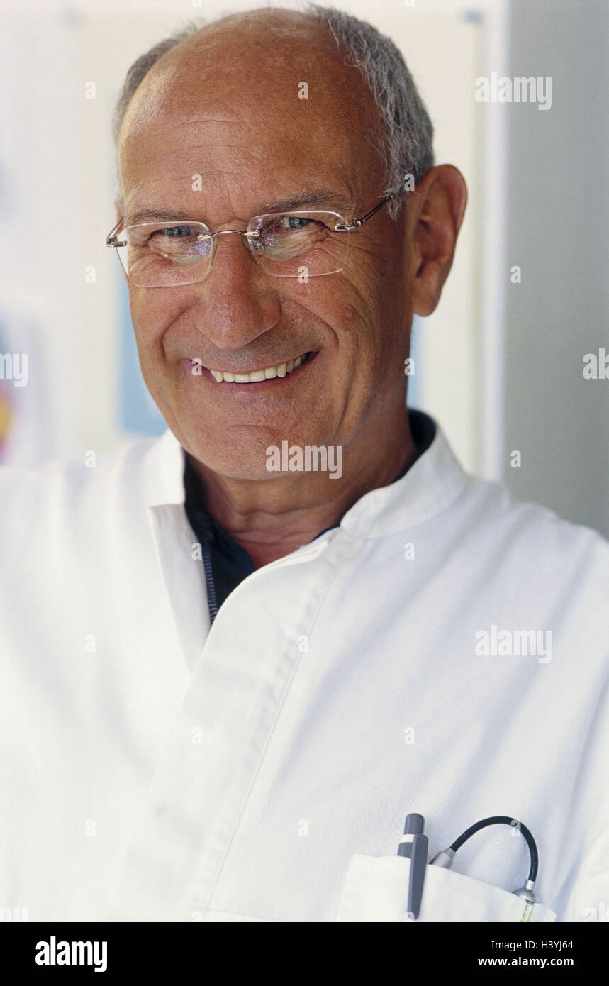 Doctor, glasses, smile, portrait, man, senior, 65 years, 60-70 years ...