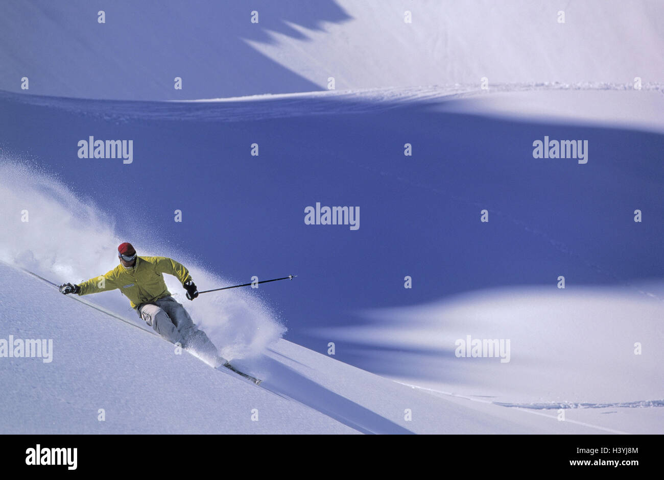 Austria, mountain Arl, steep slope, deep snow driver, Europe, skiing ...