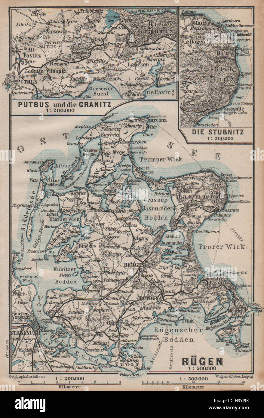 RÜGEN. Stralsund Bergen. Rugen Putbus Granitz Stubnitz. Germany 1904 ...