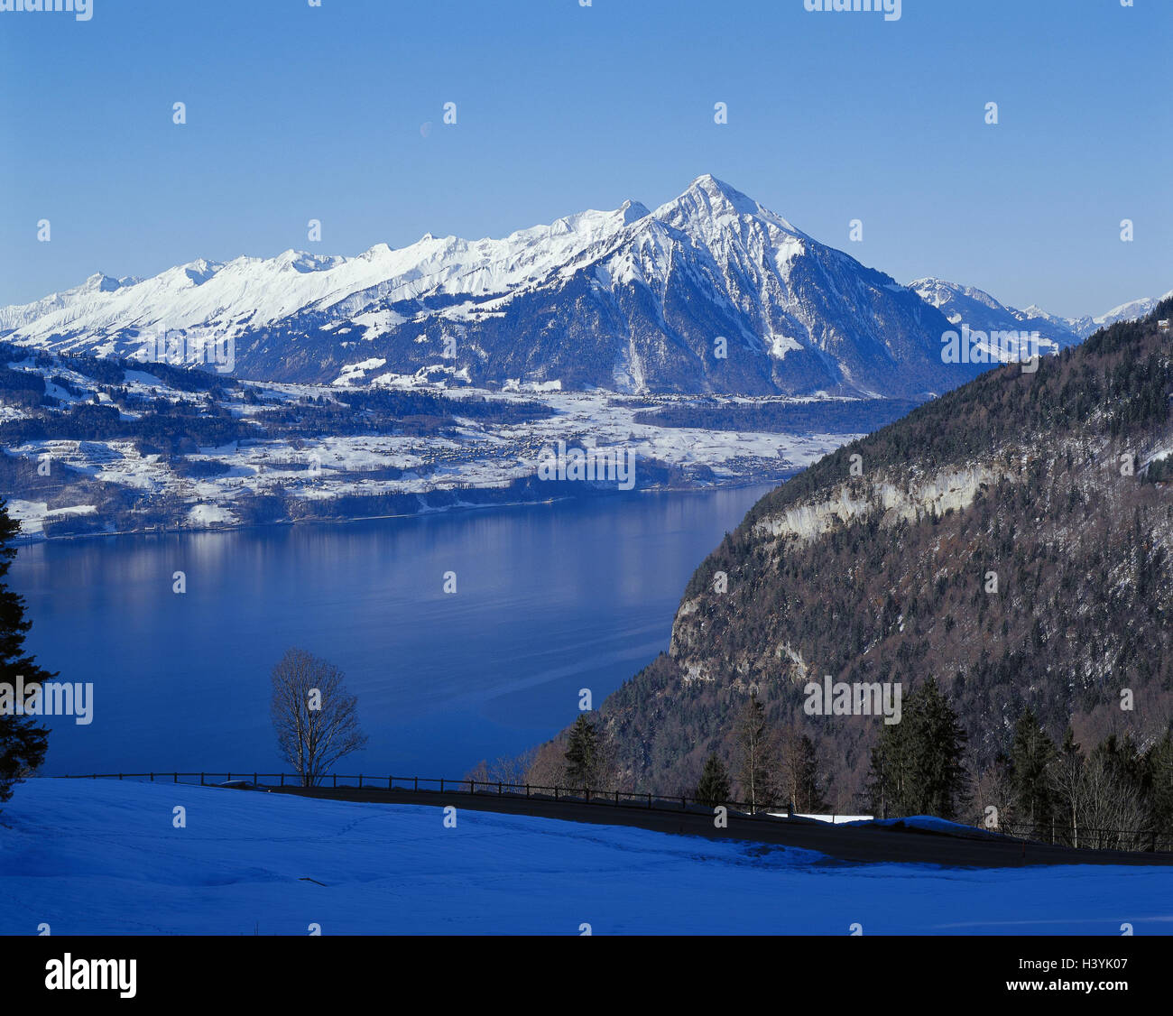 Switzerland, the Bernese Oberland, Lake Thun, sternutation, winter ...