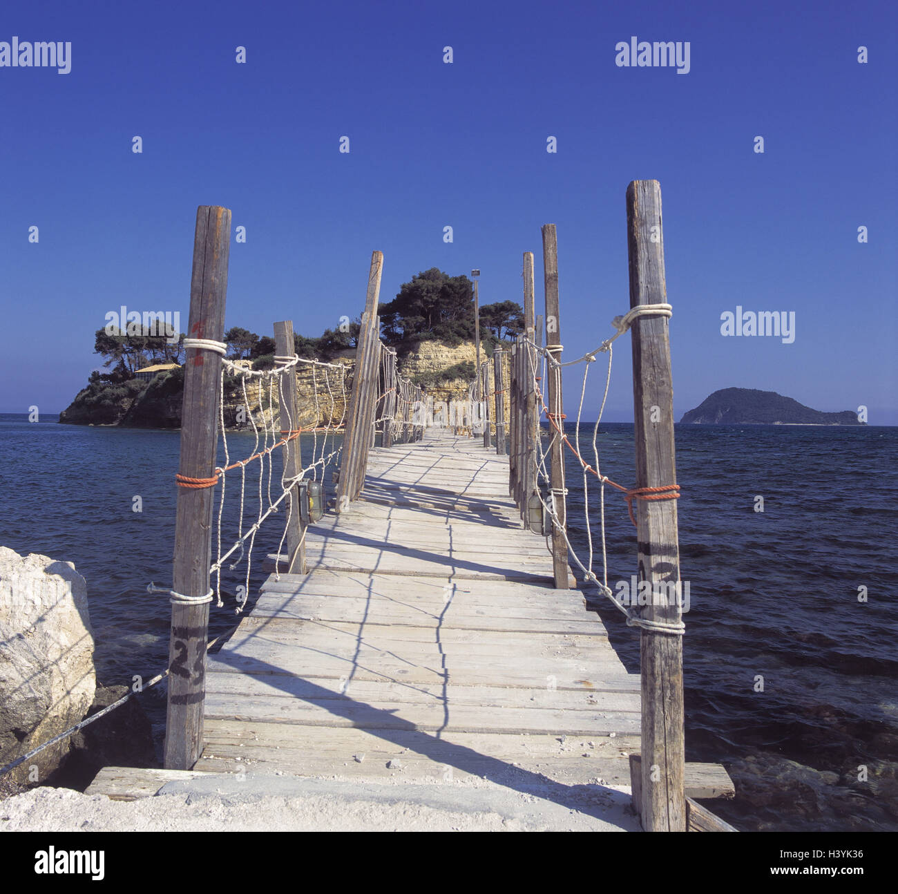 Greece, Ionian islands, Zakynthos, bay Laganas, rock island, wooden ...