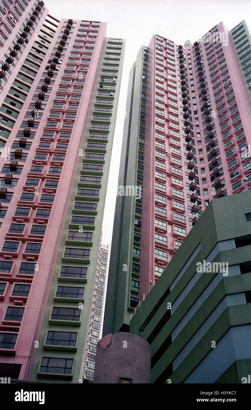 China, Hong Kong, high rises, from below, Asia, Eastern Asia, People's ...