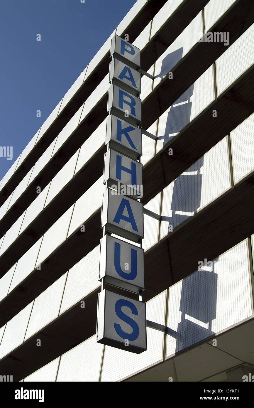 Germany, Hamburg, facade, detail, sign, car park, Europe, Hanseatic ...