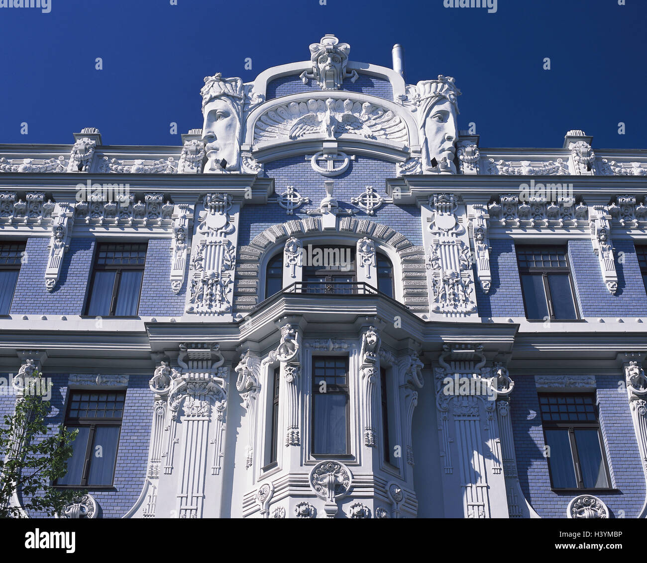 Latvia, Riga, Elisabethstrasse, residential house, art nouveau facade ...