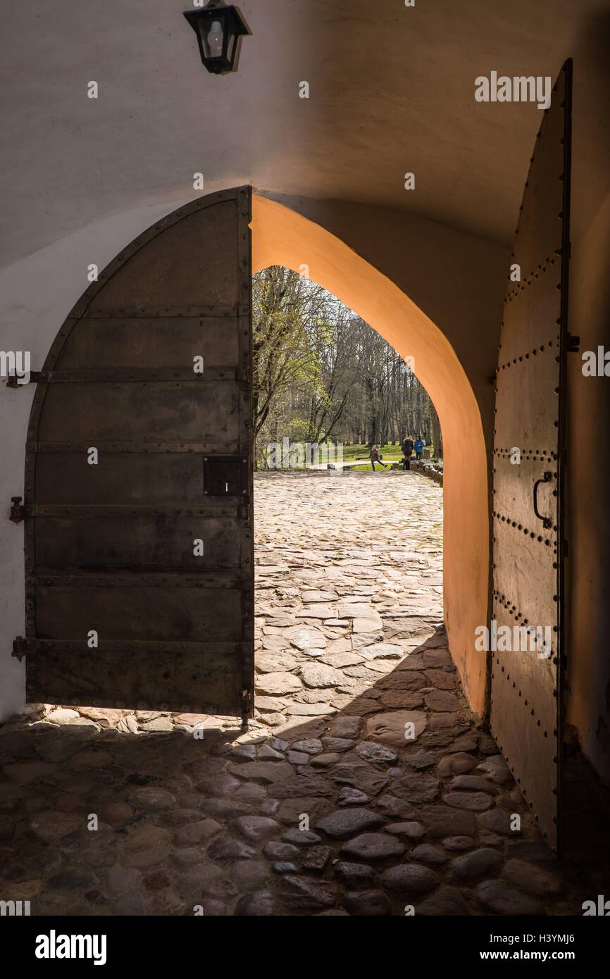 Gate out of a castle, leading to the main entrance Stock Photo - Alamy