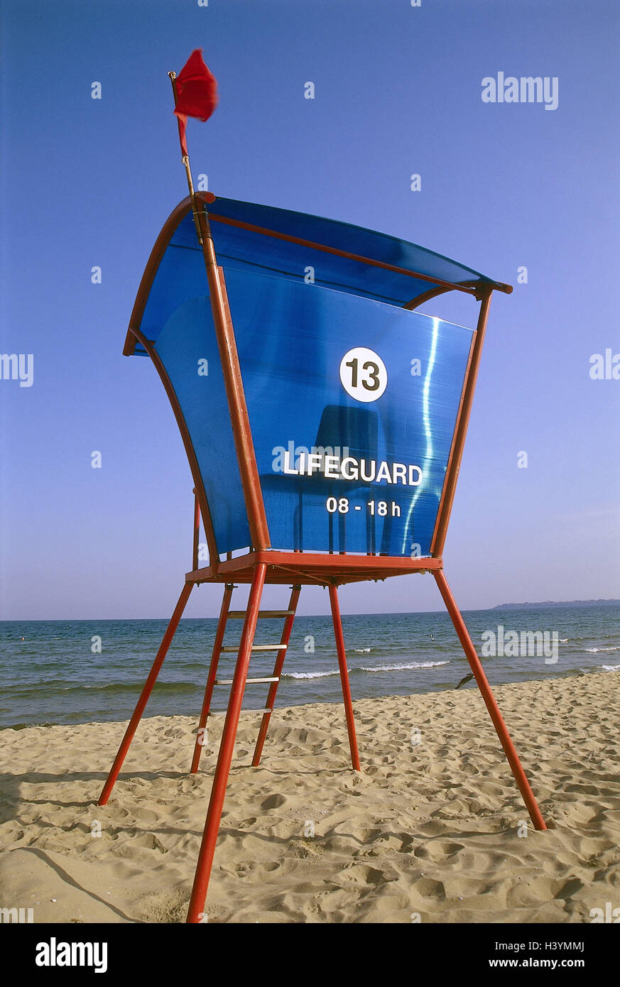 Bulgaria, solar beach, lifeguard's tower, Southeast, Europe, Slancev ...