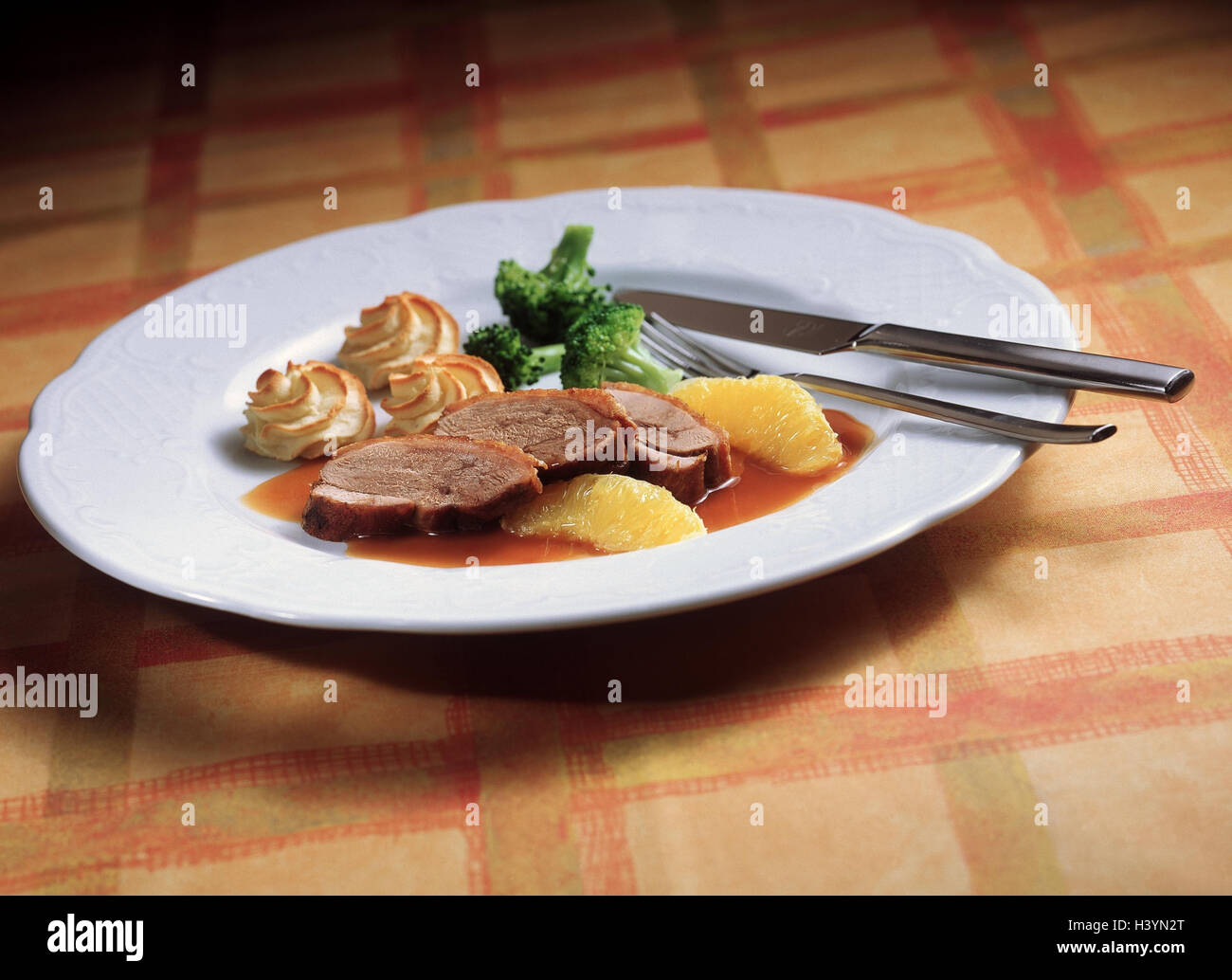 Meat course, duck of a l'Orange, food, fowl, roast duck, duck's meat ...