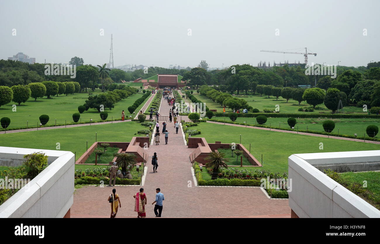 View of the gardens of the Lotus Temple, a Baha'i House of Worship, in ...