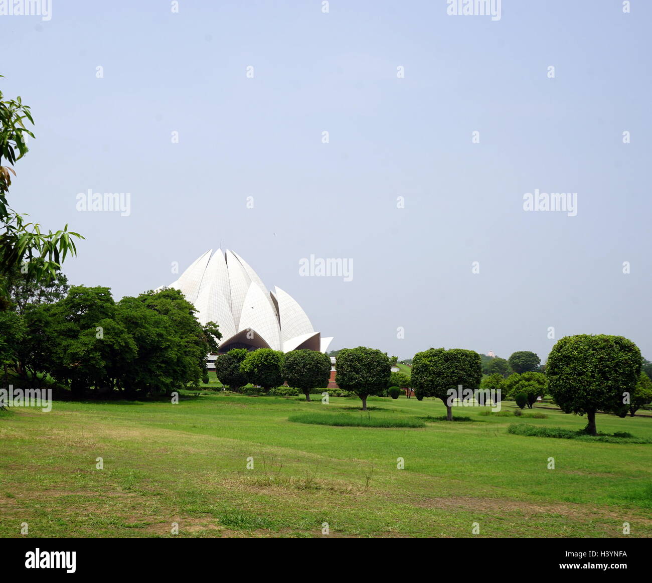 View of the gardens of the Lotus Temple, a Baha'i House of Worship, in ...