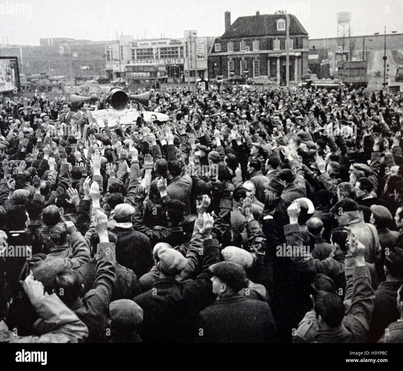 Photograph of workers outside of the Ford plant at Dagenham, voting to ...