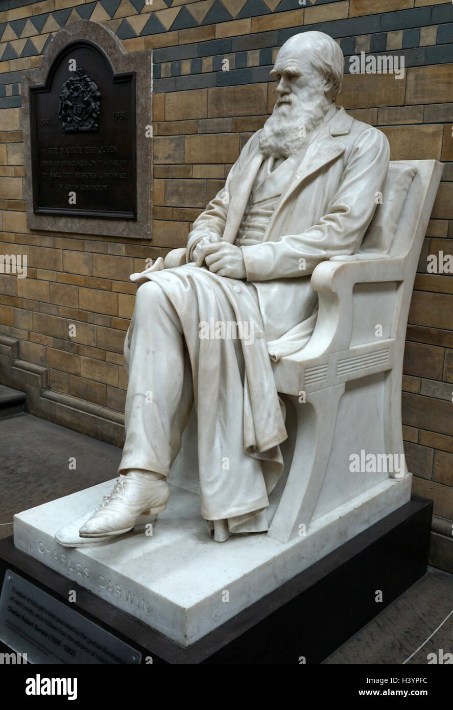 Statue of Charles Darwin (1809-1882) an English naturalist and ...