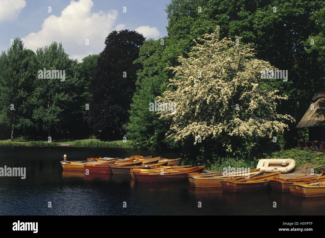 Germany, Bremen, civil park, lakeside, boat hire, Europe, national ...