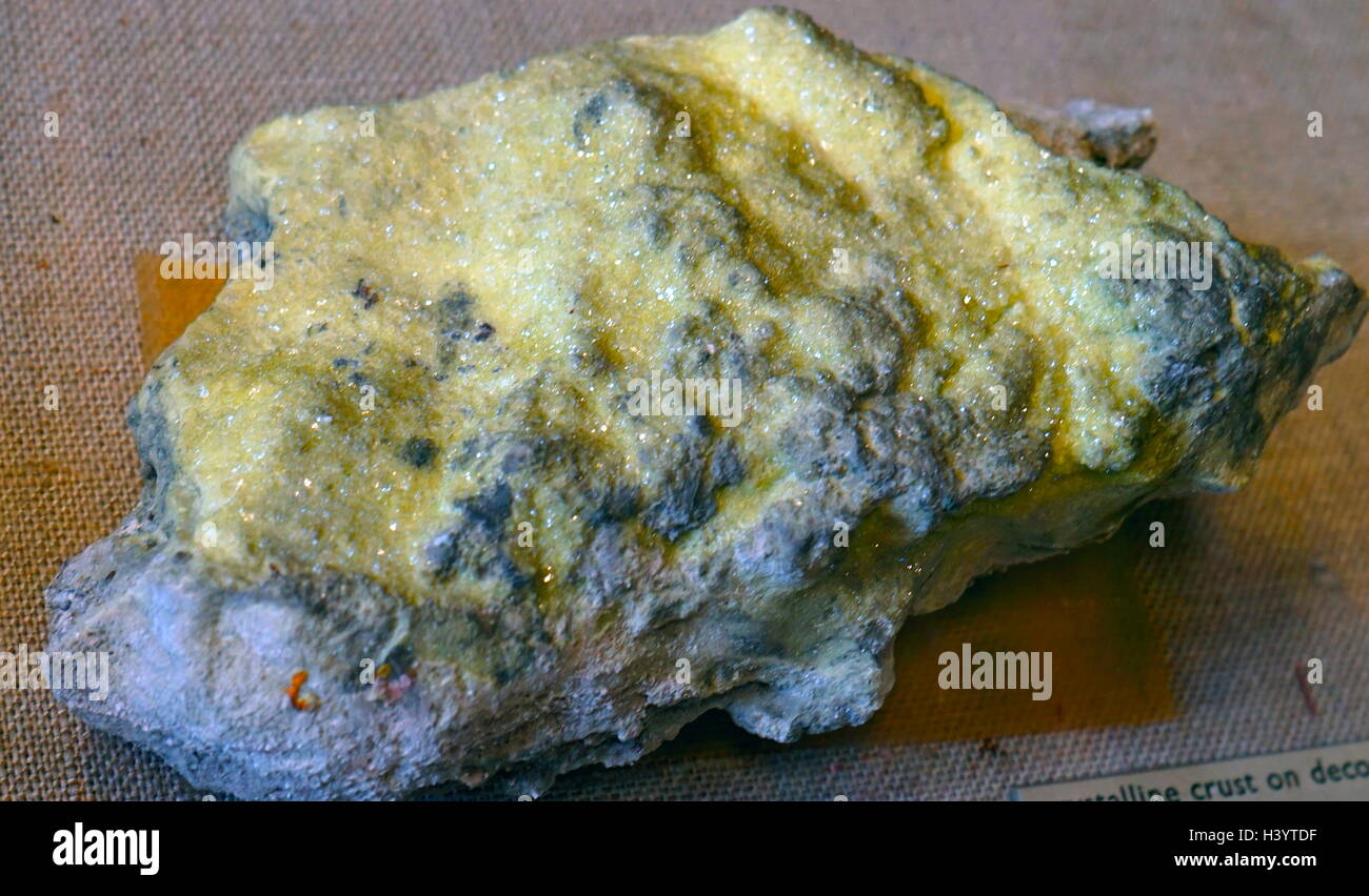 Sample of a crystalline crust on decomposed volcanic rock. Dated 21st ...