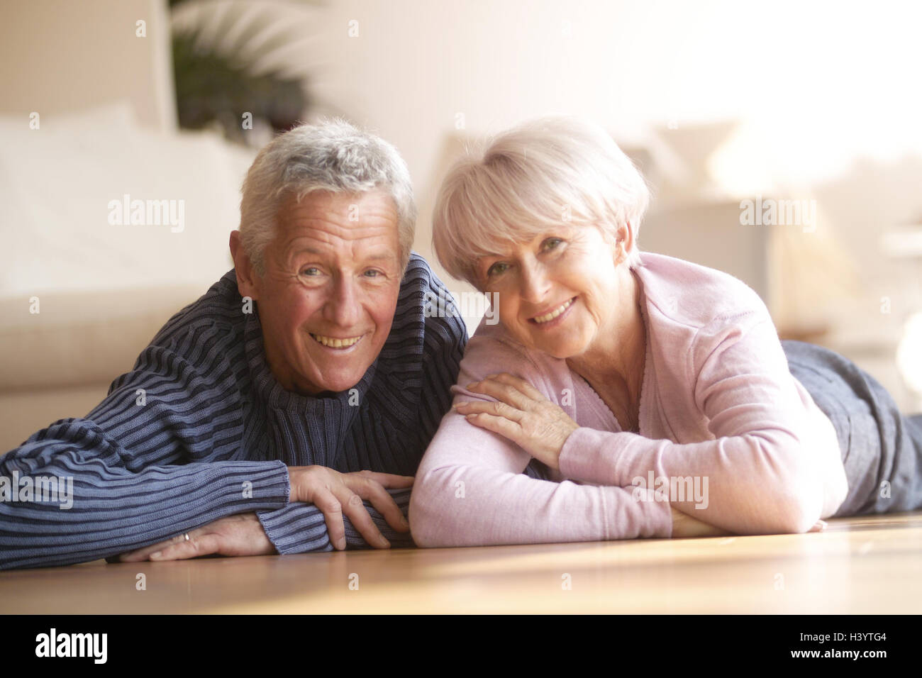 Floor, Senior couple, lie, recreation couple, 55 take it easy - 65 ...